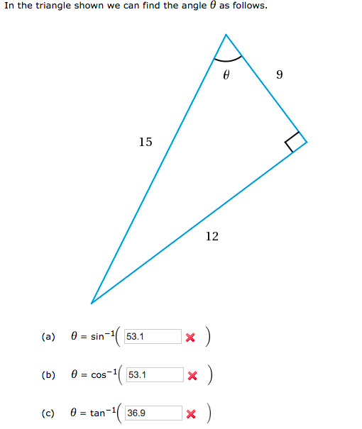 Solved In the triangle shown we can find the angle θ as | Chegg.com