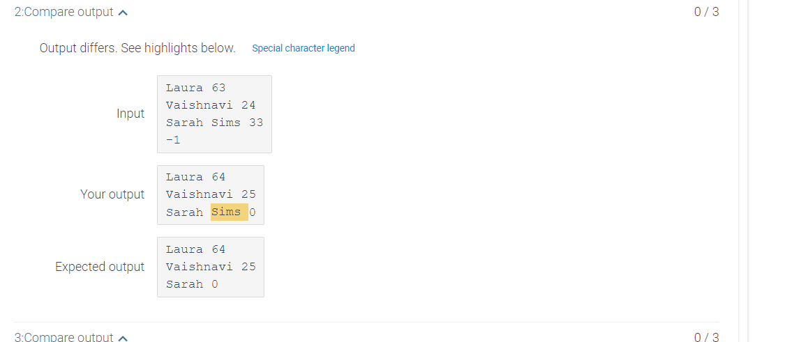 Solved 1:Compare output ∧ 0/1 Output differs. See highlights | Chegg.com