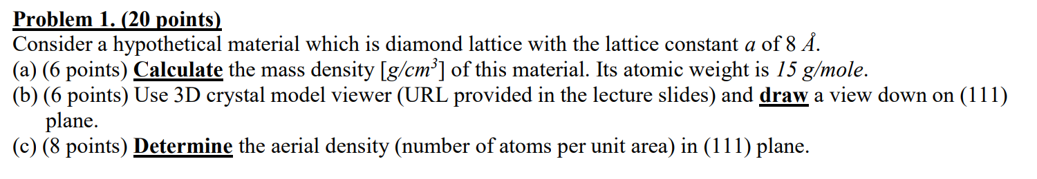 Solved Problem 1. (20 points) Consider a hypothetical | Chegg.com