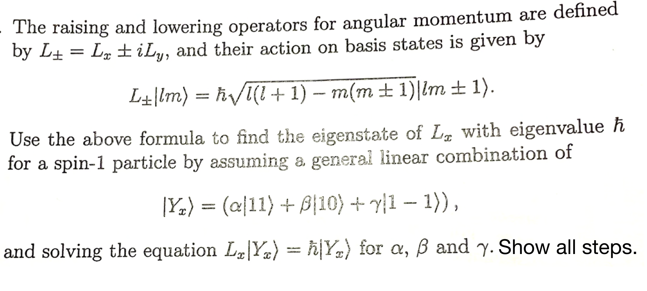 Solved The raising and lowering operators for angular | Chegg.com