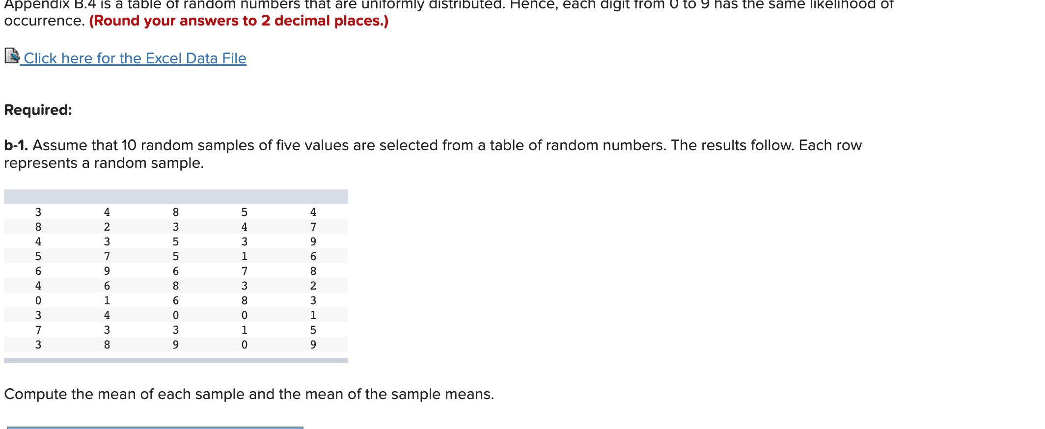Solved Appendix B.4 is a table of random numbers that are | Chegg.com