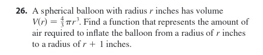 Solved 26. A spherical balloon with radius \\( r \\) inches | Chegg.com