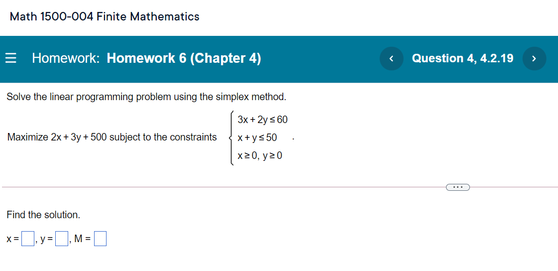 Solved Math 1500-004 Finite Mathematics = Homework: Homework | Chegg.com