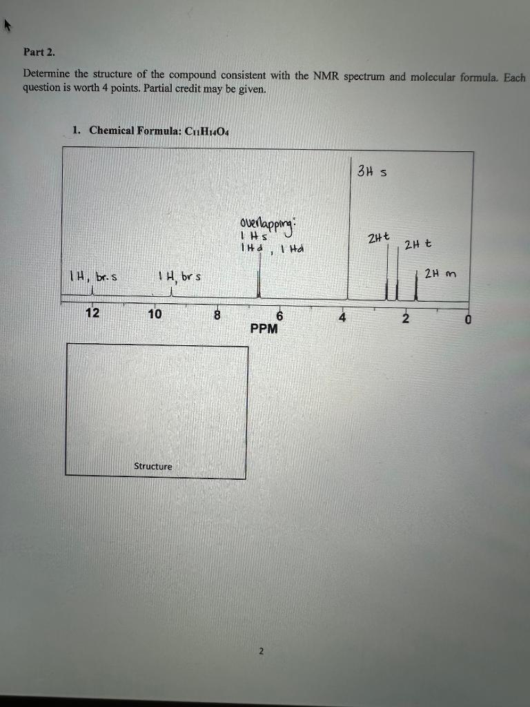 Solved Part 2. Determine the structure of the compound | Chegg.com