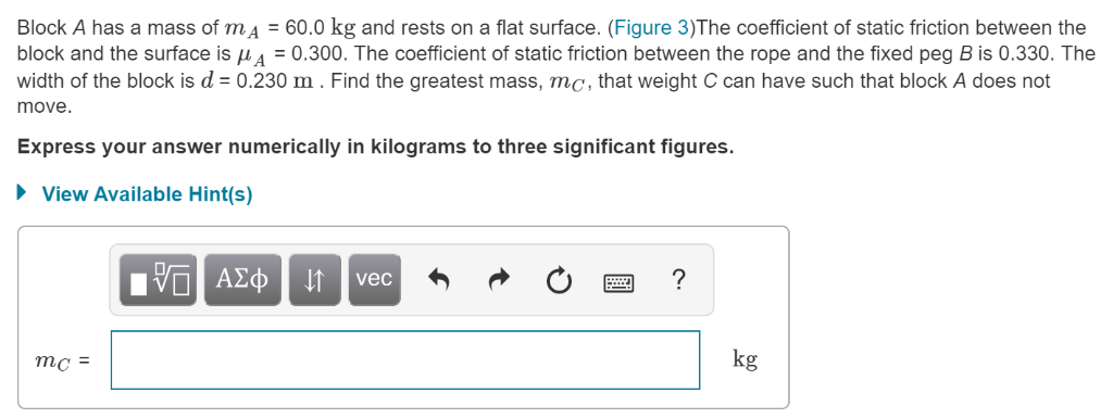 Solved: B 0.500 M |0.300 M A 0.200 M -0.400 M_ C Block A H... | Chegg.com