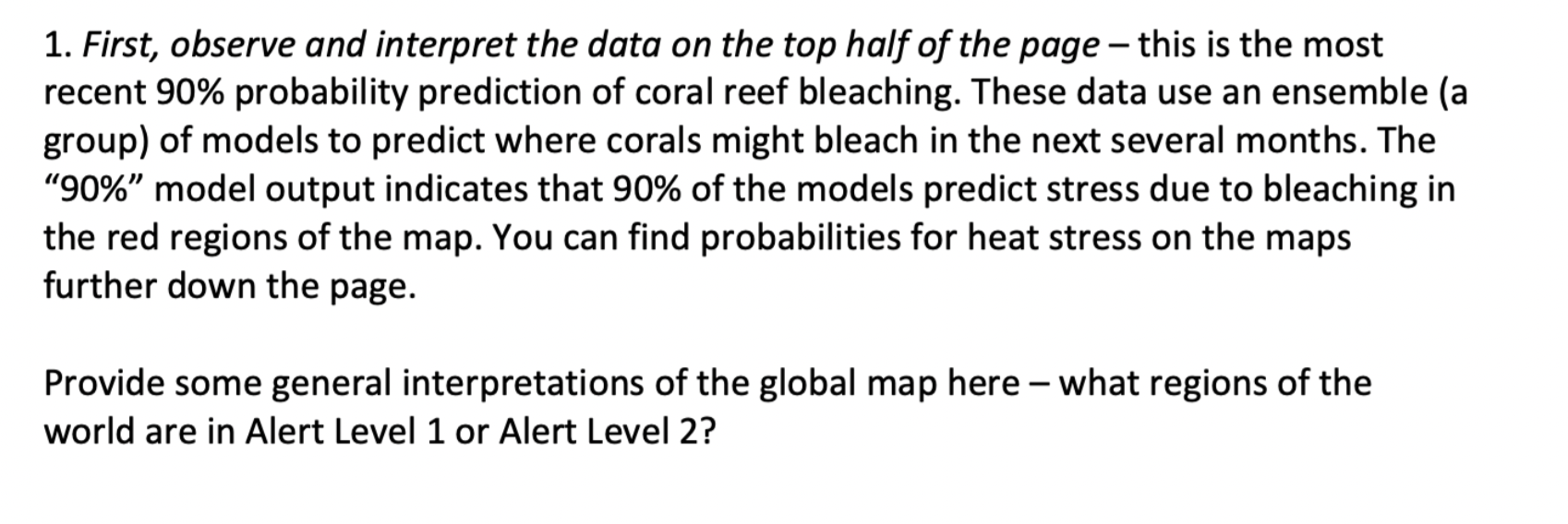 Solved 1. First, observe and interpret the data on the top | Chegg.com