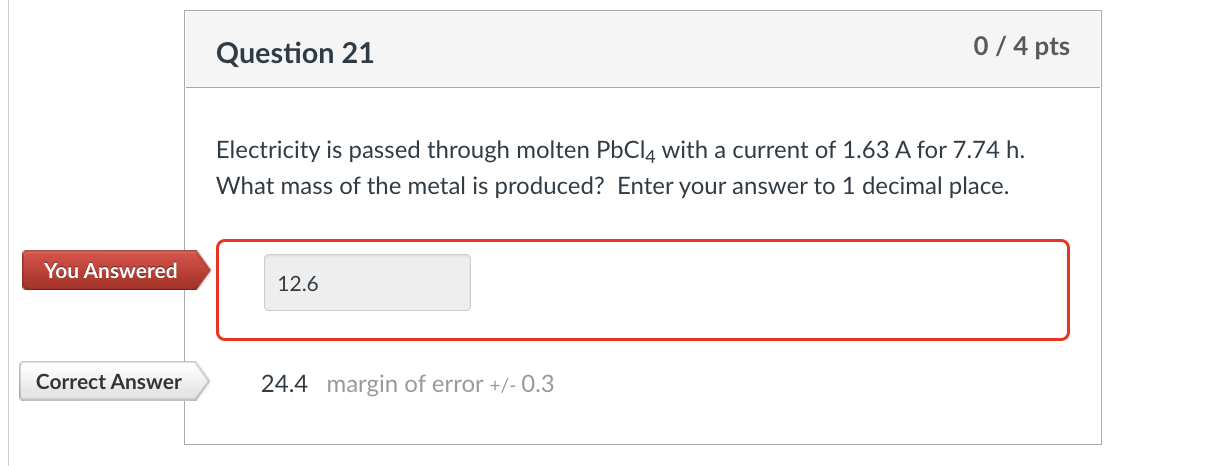 Solved Electricity is passed through molten PbCl4 with a | Chegg.com
