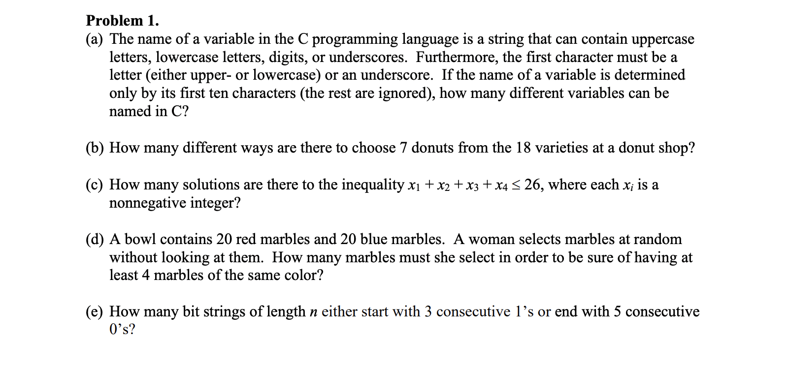 Solved Problem 1 A The Name Of A Variable In The C 2171