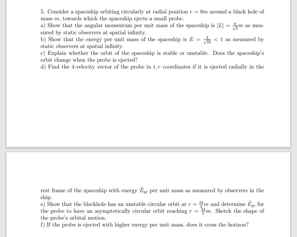 Solved = m as mea- 5. Consider a spaceship orbiting | Chegg.com