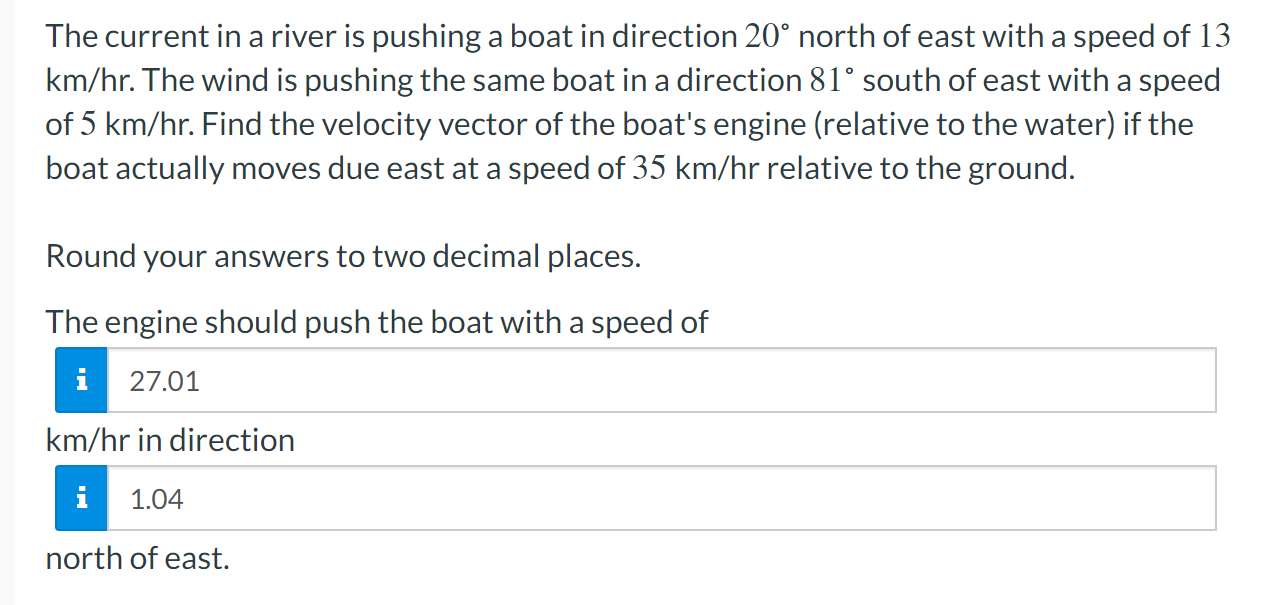 Solved The current in a river is pushing a boat in direction | Chegg.com