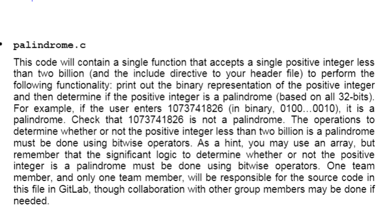Solved - palindrome.c This code will contain a single | Chegg.com