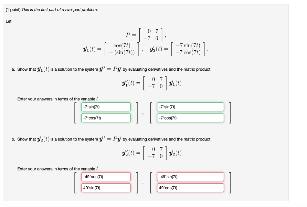 Solved (1 point) This is the first part of a two-part | Chegg.com