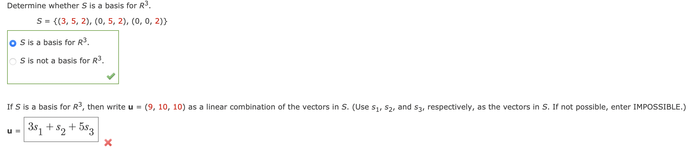 Solved Determine whether S is a basis for R3. | Chegg.com