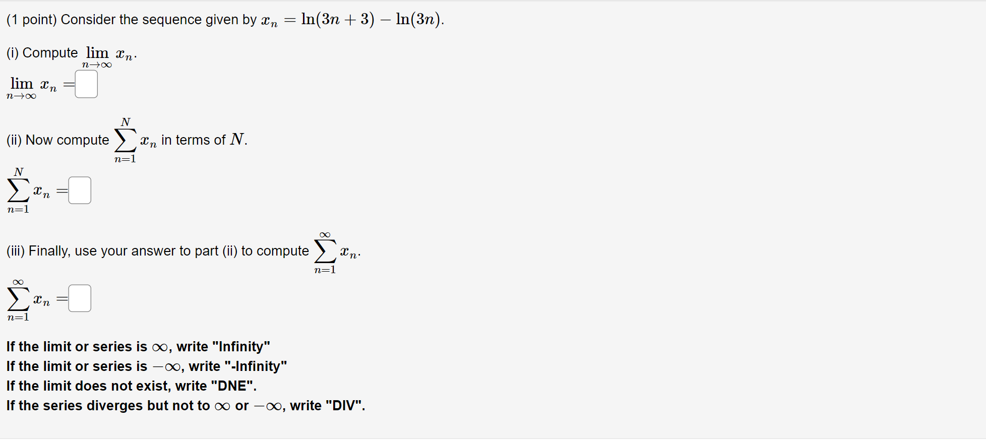 Solved (1 point) Consider the sequence given by | Chegg.com