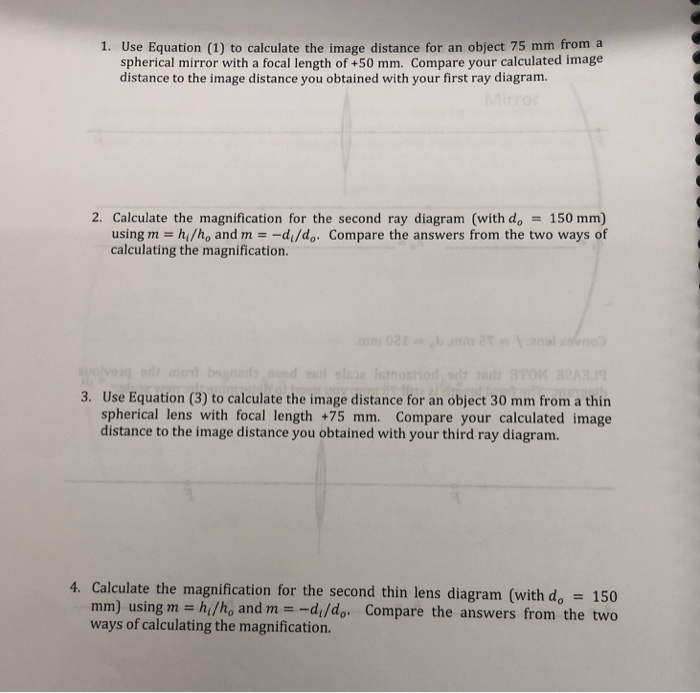 Solved 1. Use Equation (1) to calculate the image distance | Chegg.com