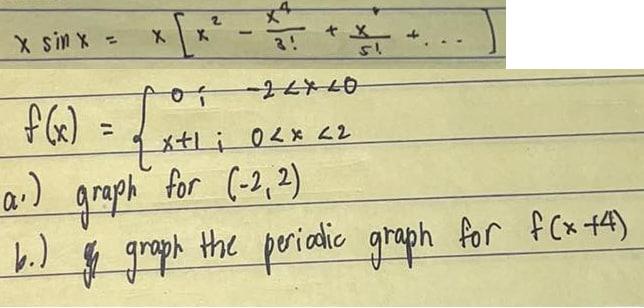 Solved xsinx=x[x2−3!x4+5!x+…] f(x)={0;i−2 | Chegg.com