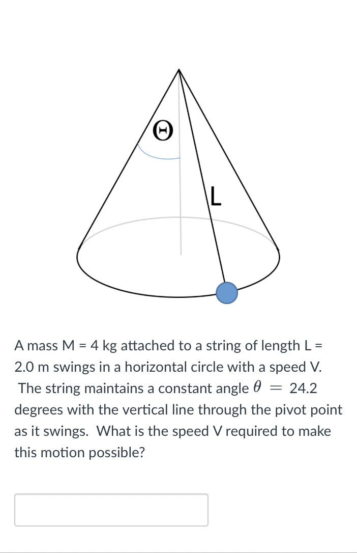 Solved A mass M=4 kg attached to a string of length L= 2.0 m | Chegg.com