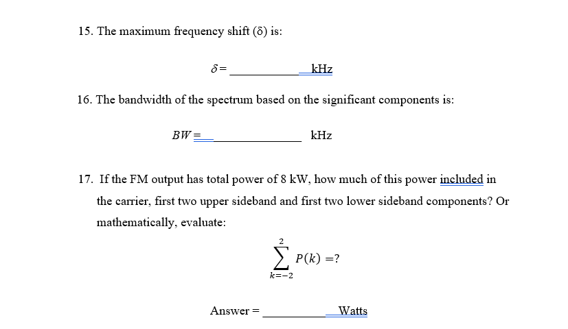 Solved t B: FM spectrum Inspection. Inspect the following | Chegg.com
