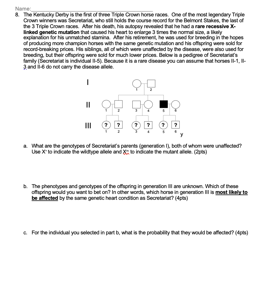 Solved Name: 8. The Kentucky Derby is the first of three | Chegg.com