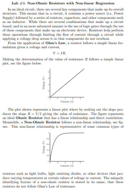Lab #3: Non-Ohmic Resistors with Non-linear | Chegg.com