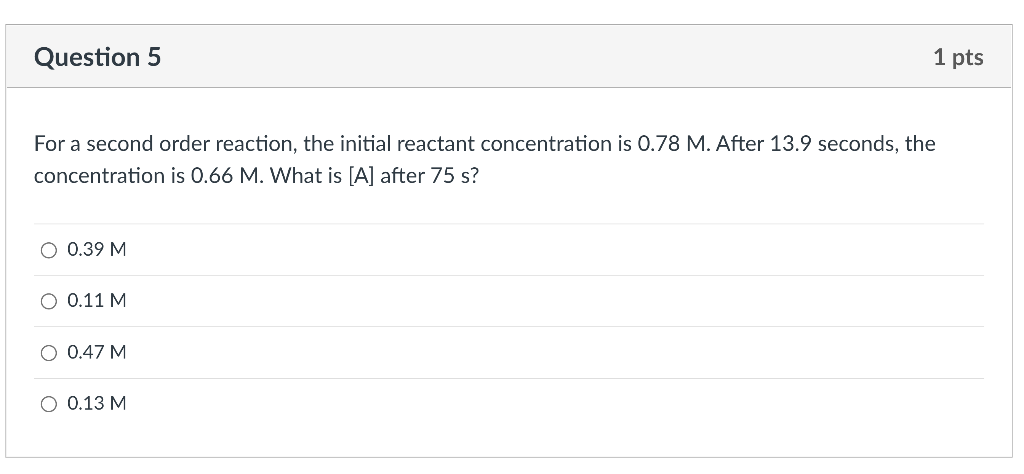 Solved For a second order reaction, the initial reactant | Chegg.com