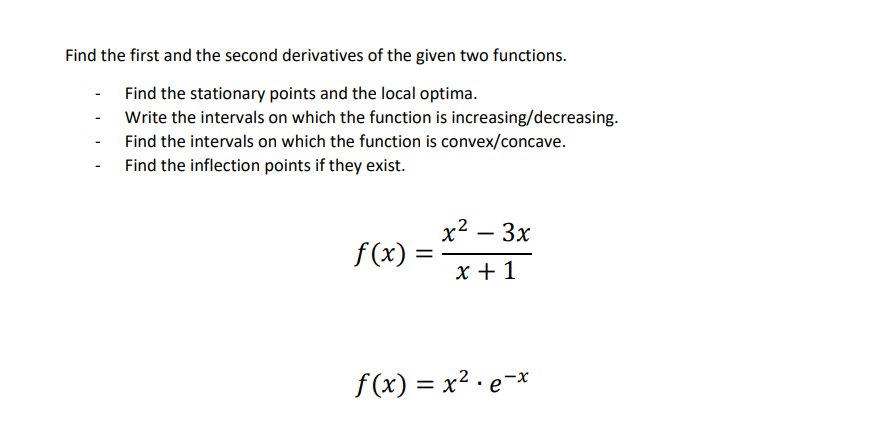 Solved Find the first and the second derivatives of the | Chegg.com