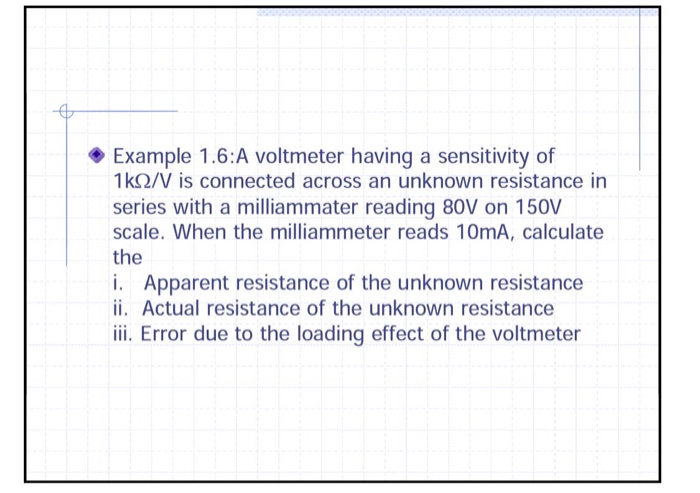 Solved Example 1.6:A voltmeter having a sensitivity of 1k2/V | Chegg.com
