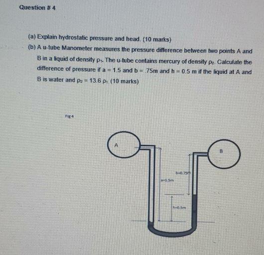 Solved Question #4 (a) Explain hydrostatic pressure and | Chegg.com