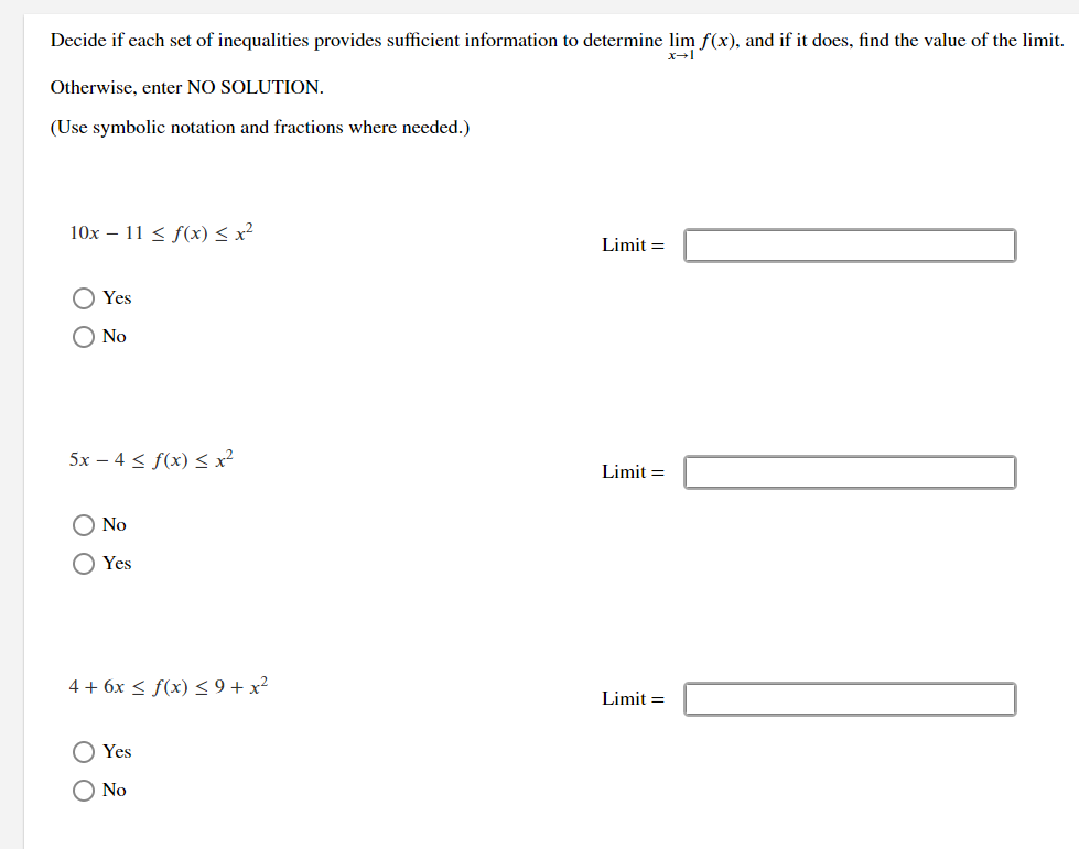 Solved Decide if each set of inequalities provides | Chegg.com