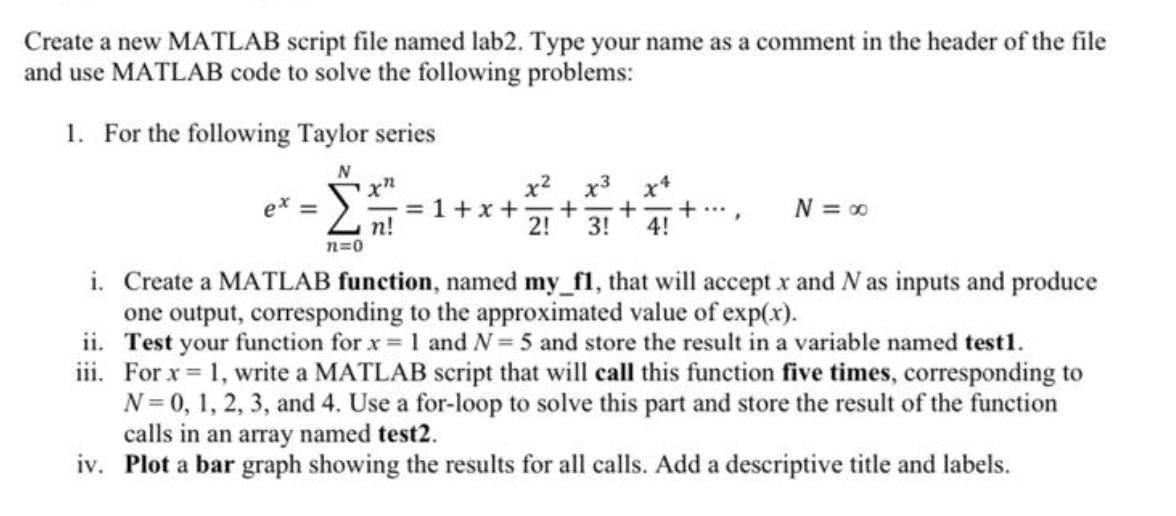 Solved N X Create A New Matlab Script File Named Lab2 3657