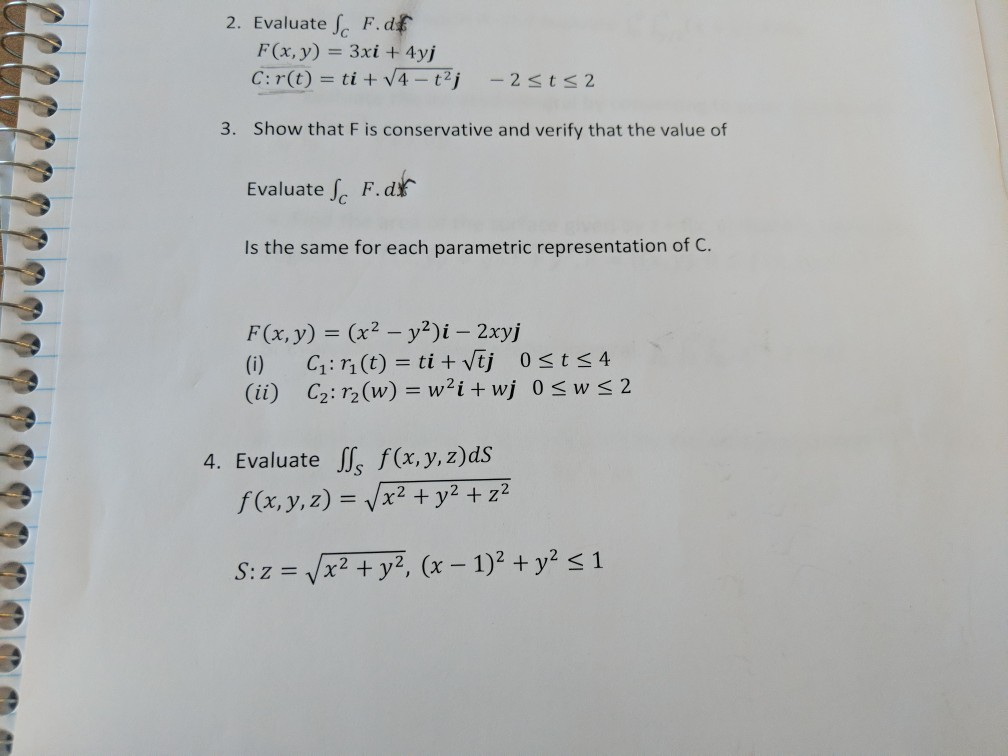 Solved 2. Evaluate Sc F. d F(x, y) 3xi + 4yj 2sts 2 3. Show | Chegg.com