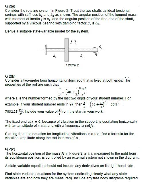 Solved Q 2(a) Consider the rotating system in Figure 2. | Chegg.com