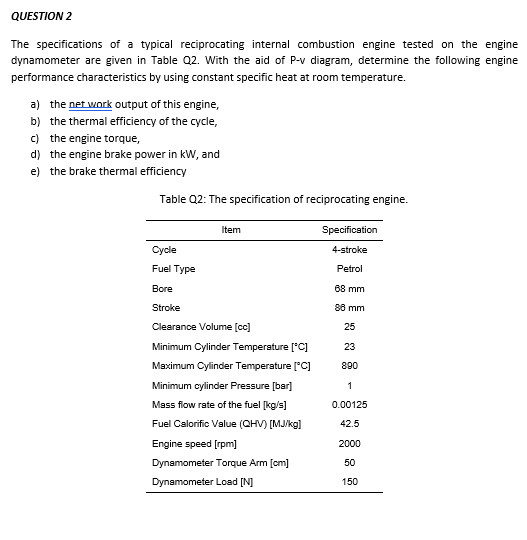 Solved The specifications of a typical reciprocating | Chegg.com