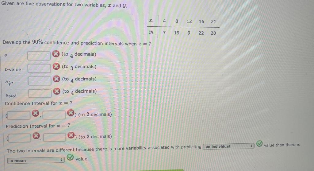 Solved 4.) Given are five observations for two variables, Z | Chegg.com