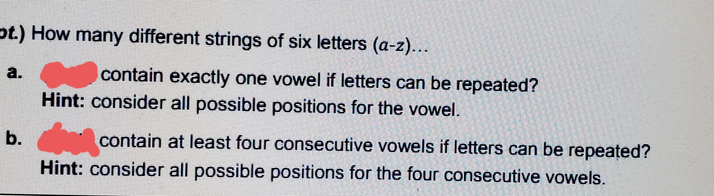 Solved ot) How many different strings of six letters | Chegg.com