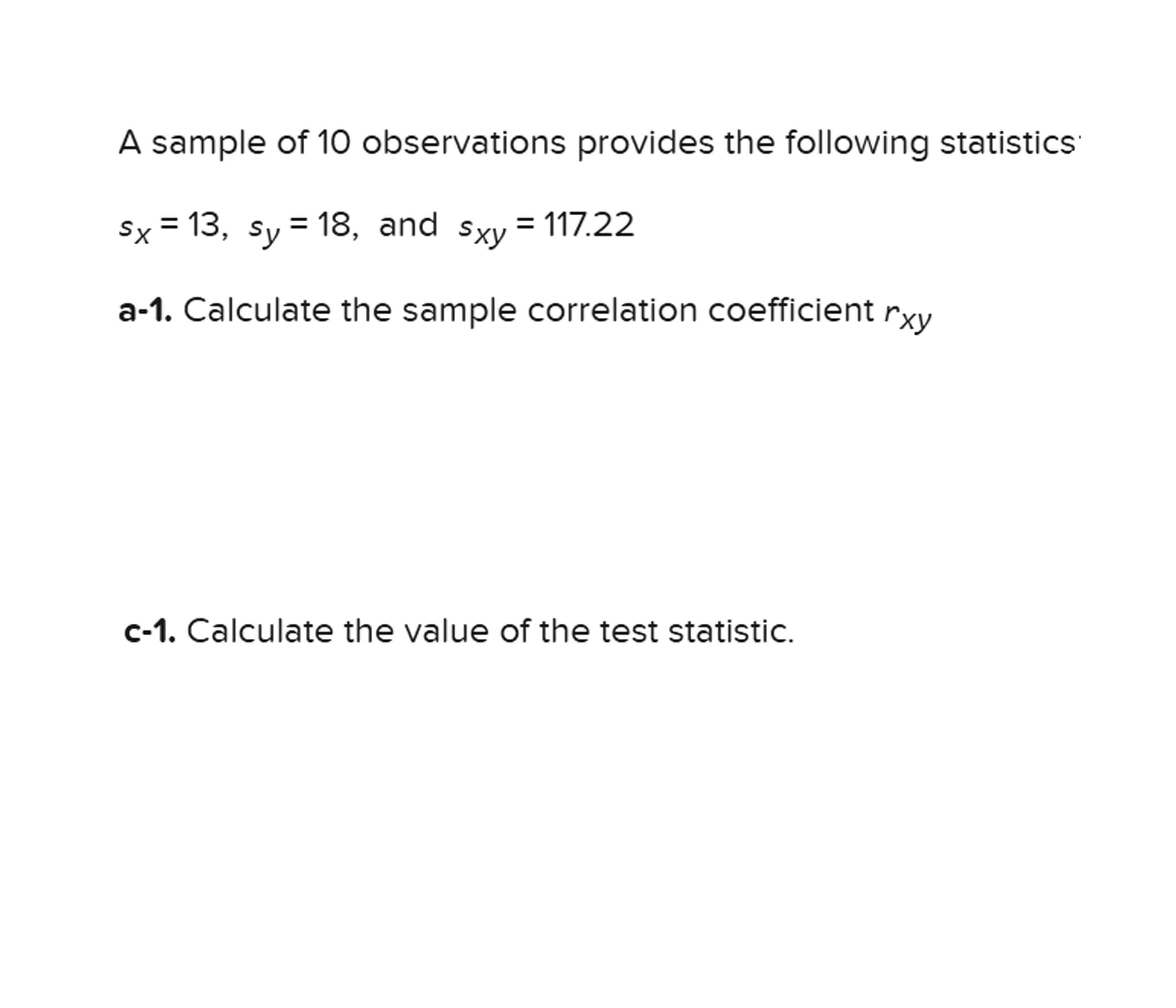 Solved A sample of 10 observations provides the following | Chegg.com