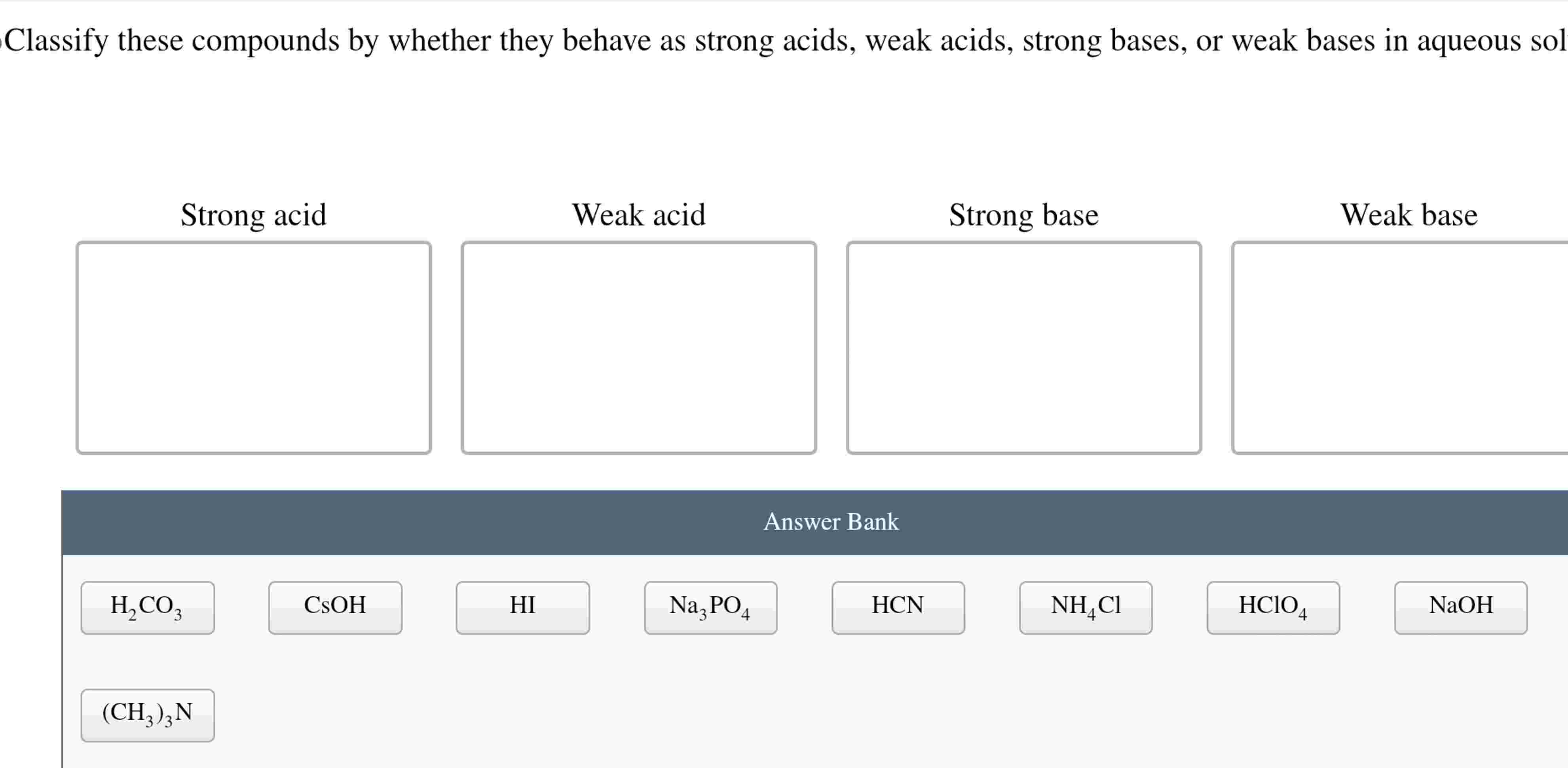 Solved Classify these compounds by whether they behave as | Chegg.com