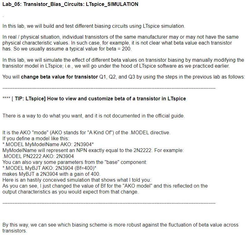 Solved Lab_05: Transistor_Bias_Circuits: LTspice_SIMULATION | Chegg.com