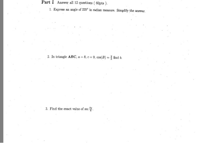 Solved Part I Answer all 12 questions (60pts ). 1. Express | Chegg.com