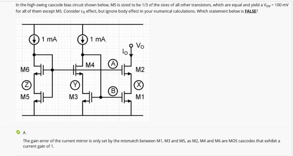 Solved In the high-swing cascode bias circuit shown below, | Chegg.com