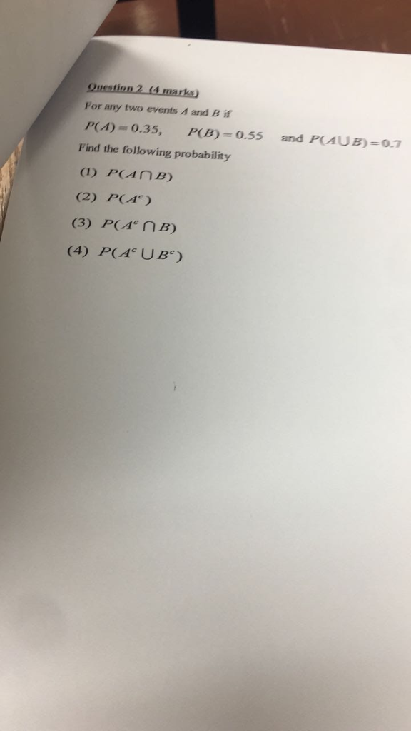 Solved For any two events A and B if P(A) 0.35, P(B) 0.55and | Chegg.com