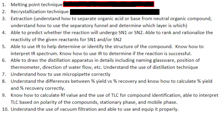 Solved 1. Melting point technique 2. Recrystallization | Chegg.com