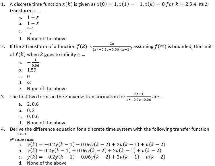 Solved 1. A discrete time function x(k) is given as | Chegg.com