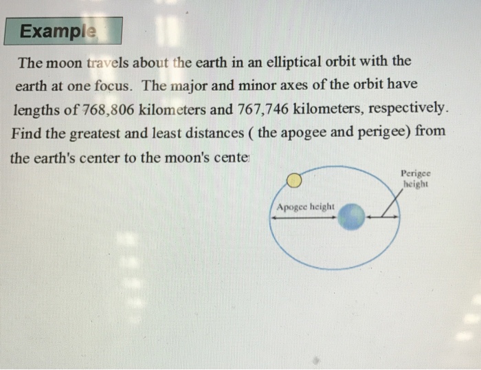 Solved Example The moon travels about the earth in an | Chegg.com