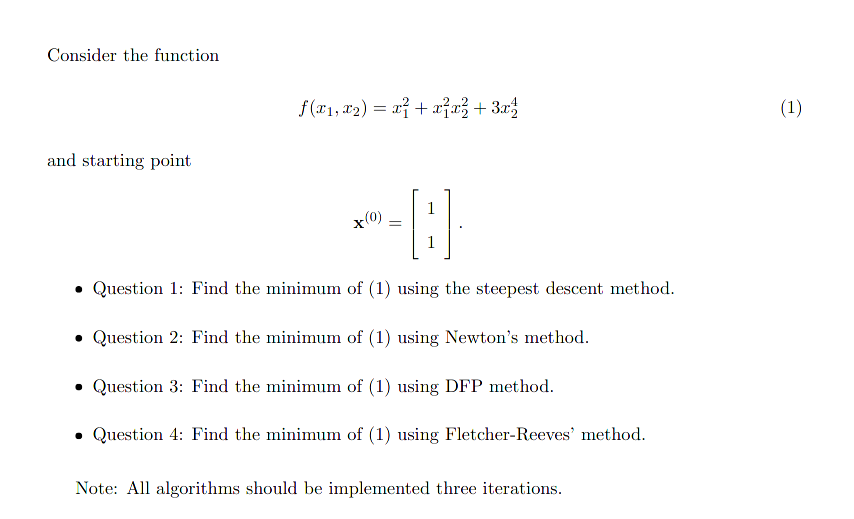 Solved Optimization - Find the minimum of a function using | Chegg.com