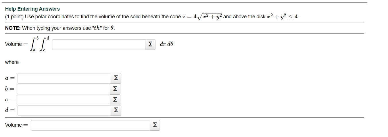 Help Entering Answers(1 ﻿point) ﻿Use polar | Chegg.com