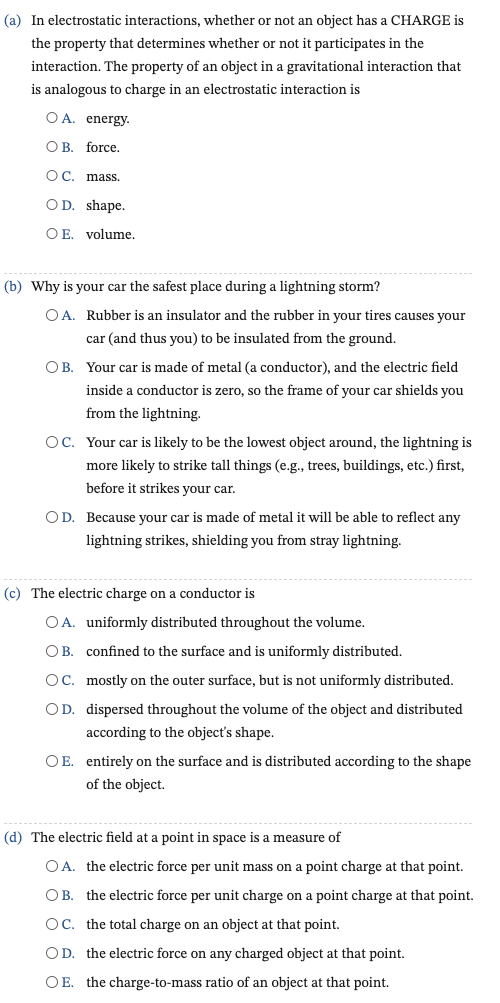 Solved (a) In electrostatic interactions, whether or not an | Chegg.com