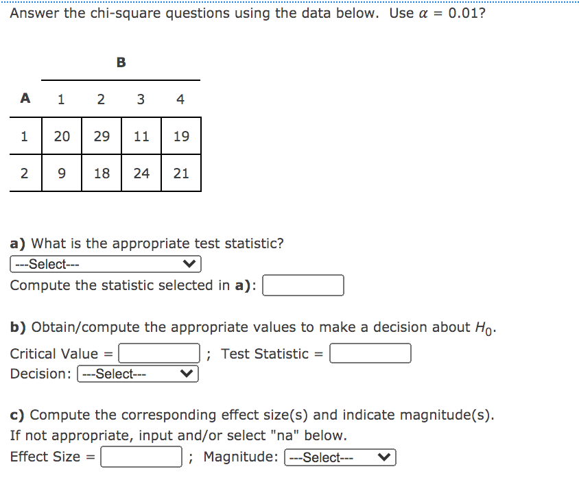 Solved Answer the chi-square questions using the data below. | Chegg.com