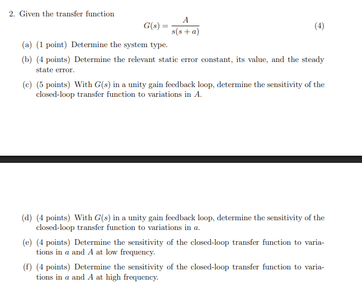 Solved 2. ﻿Given the transfer function \[ | Chegg.com
