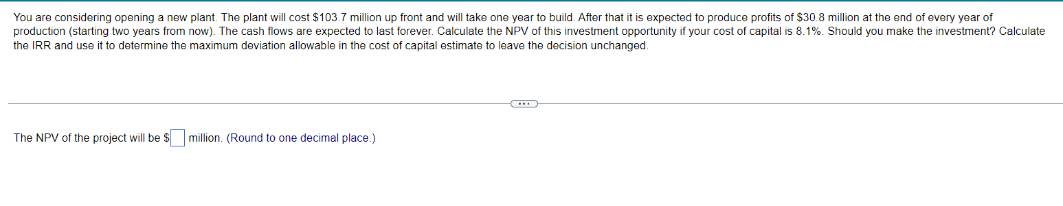 Solved the IRR and use it to determine the maximum deviation | Chegg.com